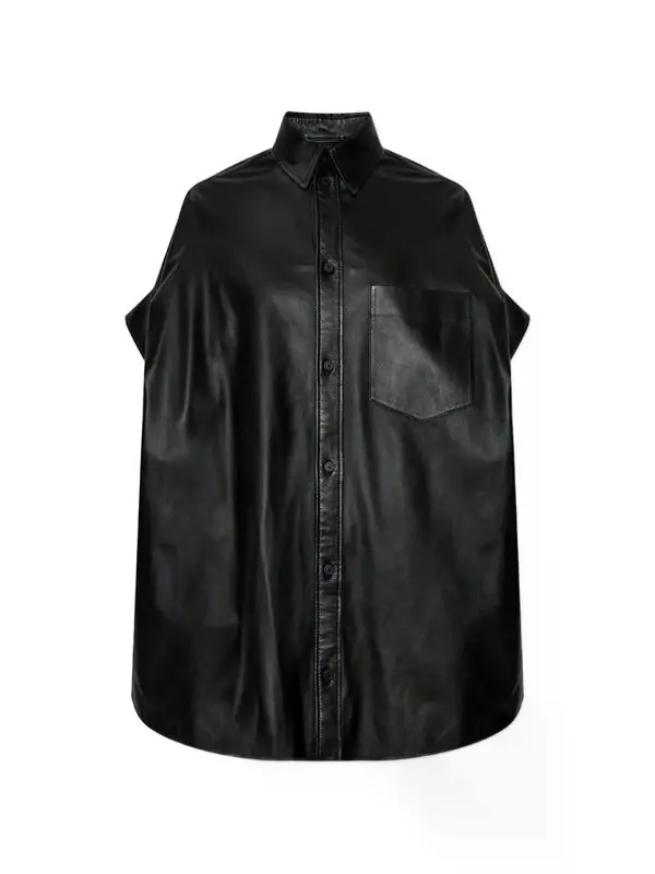 Balenciaga Lambskin Blouse With Chest Pocket - Black