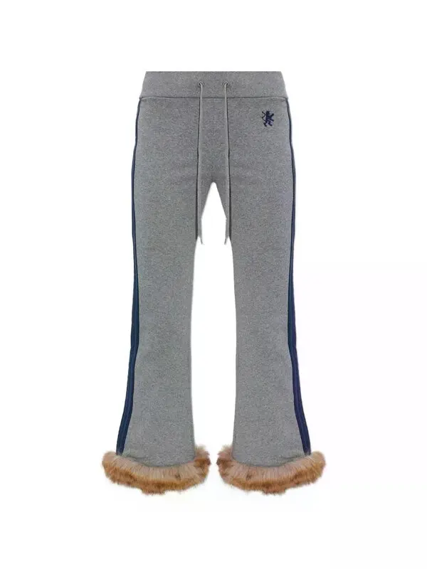 Balenciaga Flared Trousers With Fur Trim - Grey