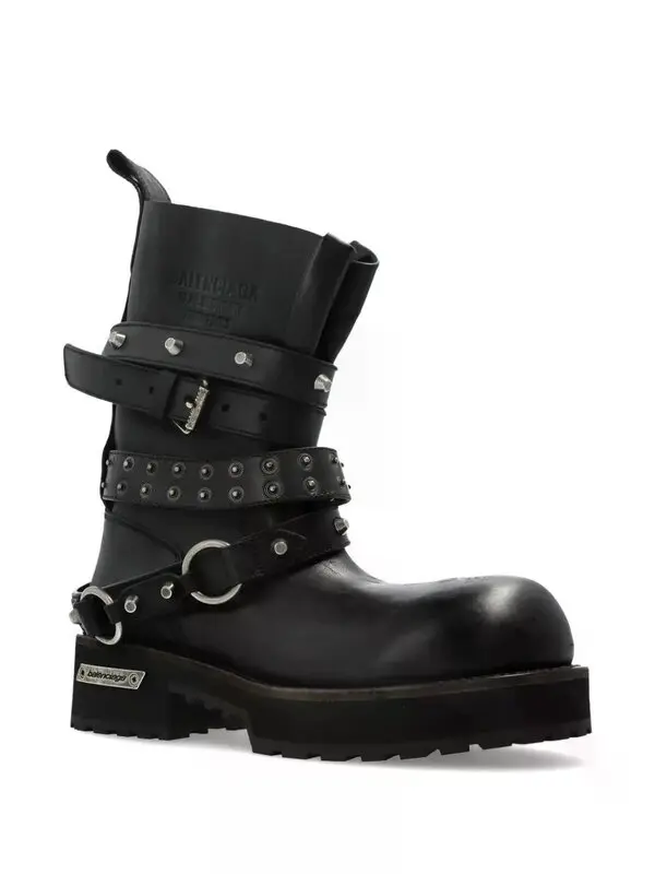 Balenciaga Venom City Studded-strap Leather Boots