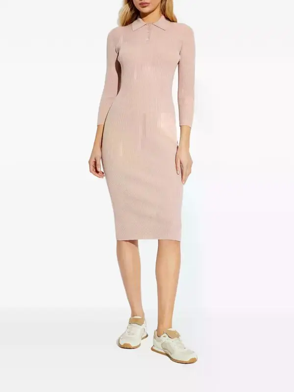 Fendi Wool And Silk Ribbed Knit Dress