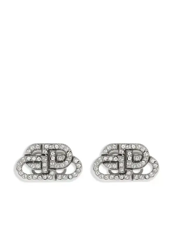 Balenciaga Logo Stud Earrings - Silver