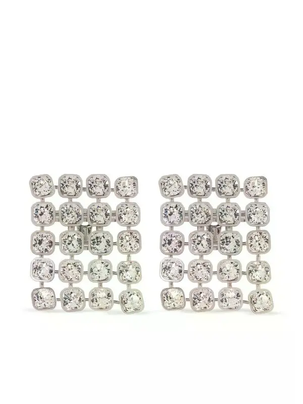 Balenciaga Crystal Embellished Rectangle Earrings