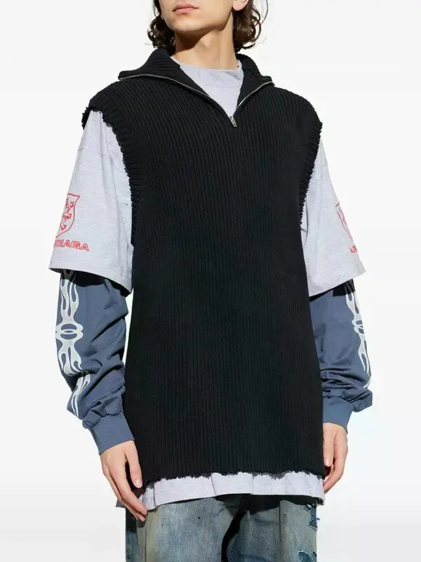 Balenciaga Ribbed Knit Zip Sweater