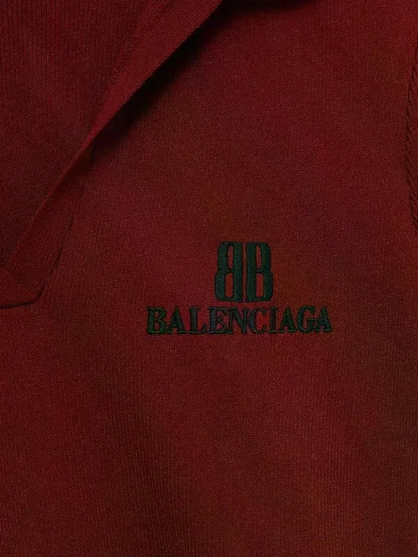 Balenciaga Logo Embroidered Polo Top