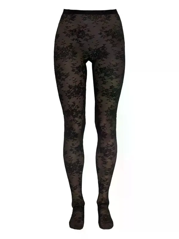 Balenciaga Floral Lace Tights - Black