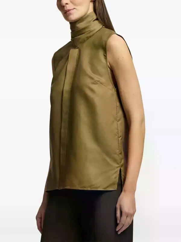 Ralph Lauren Gilmore Sleeveless Jabot Top - Green
