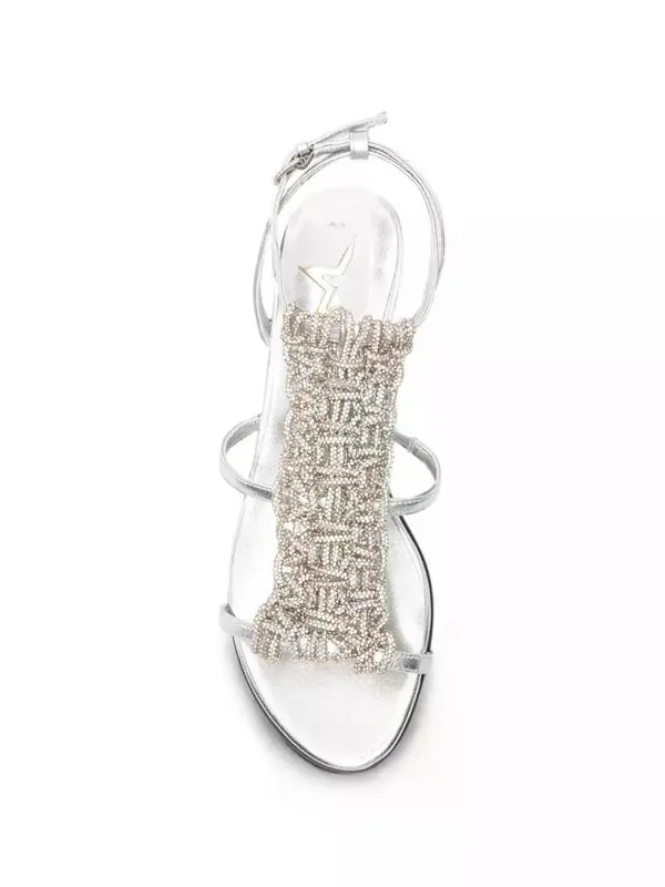 MARC ELLIS Crystal-embellished Metallic-effect Slingback Sandals