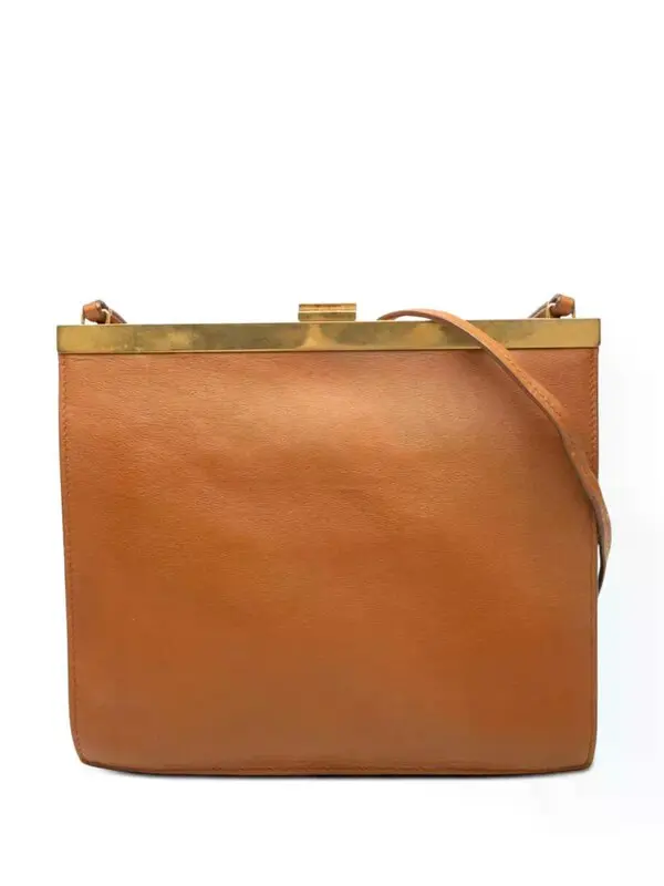Celine Leather Clasp Crossbody Bag - Brown