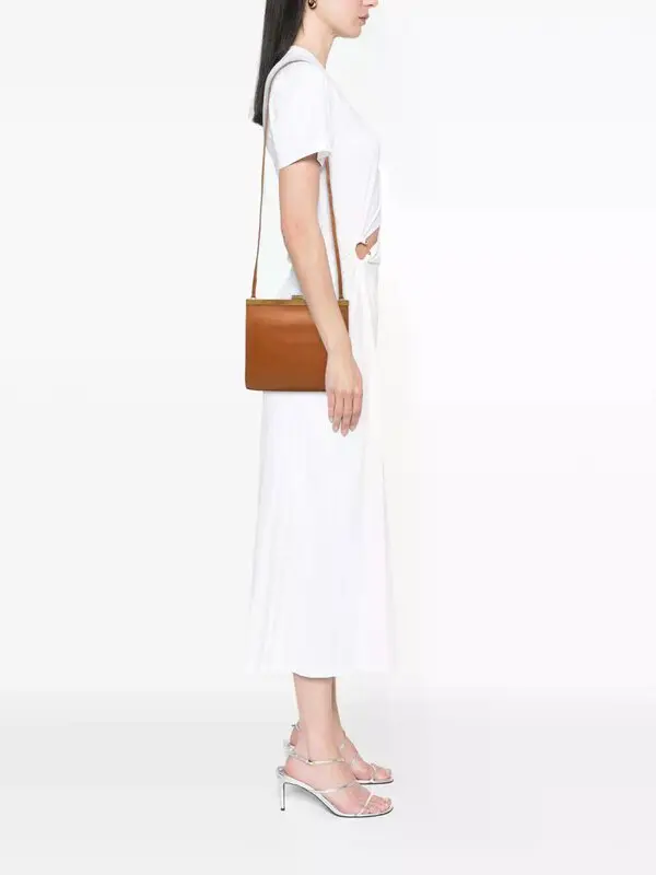 Celine Leather Clasp Crossbody Bag - Brown