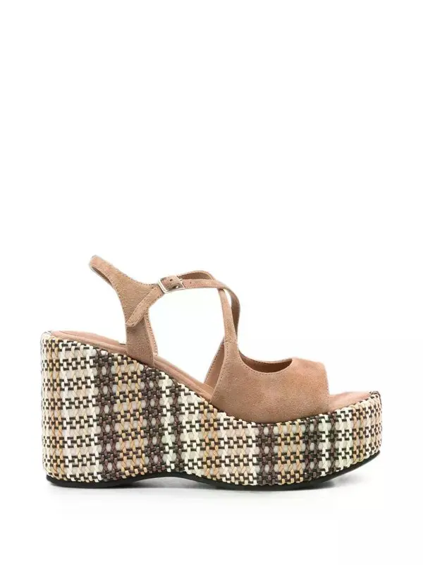 MARC ELLIS Woven Platform Suede Sandals
