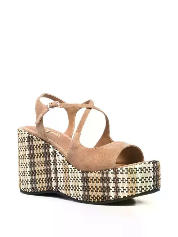 MARC ELLIS Woven Platform Suede Sandals