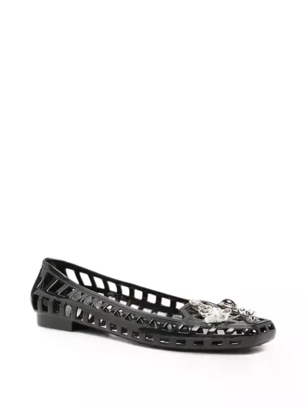 HEAVENLY JELLY Crystal-embellished Flat Pumps