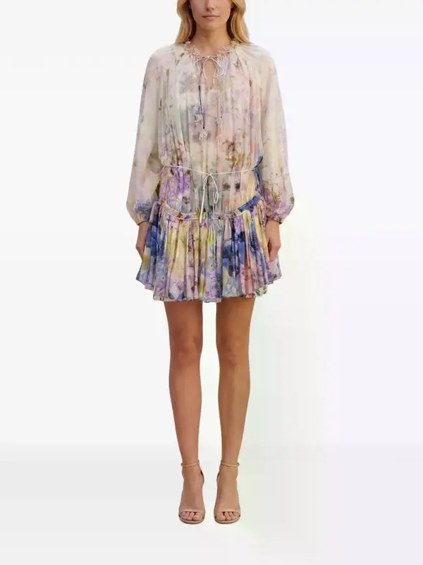 Zimmermann Floral-print Ruffled Collar Mini Dress