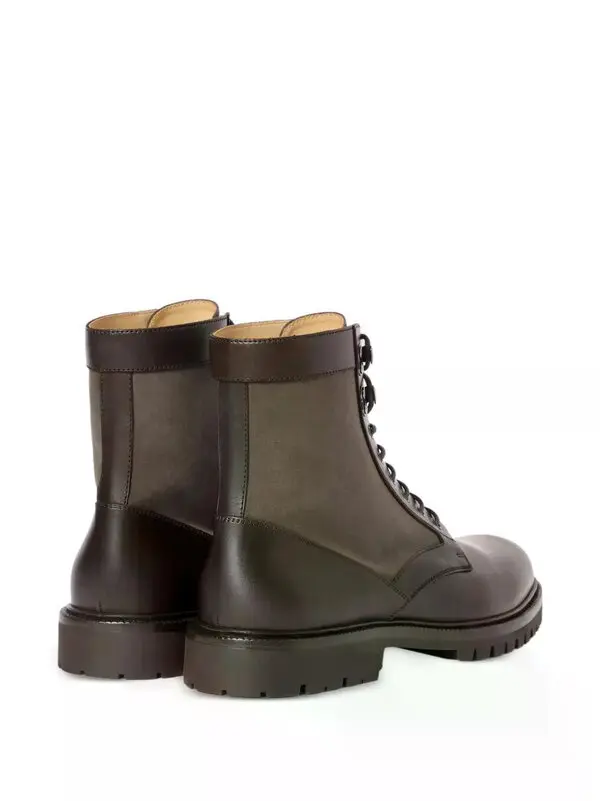 Brunello Cucinelli Waxed Calfskin And Techno Fabric Combat Boots