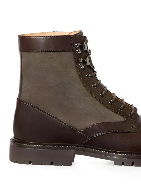 Brunello Cucinelli Waxed Calfskin And Techno Fabric Combat Boots