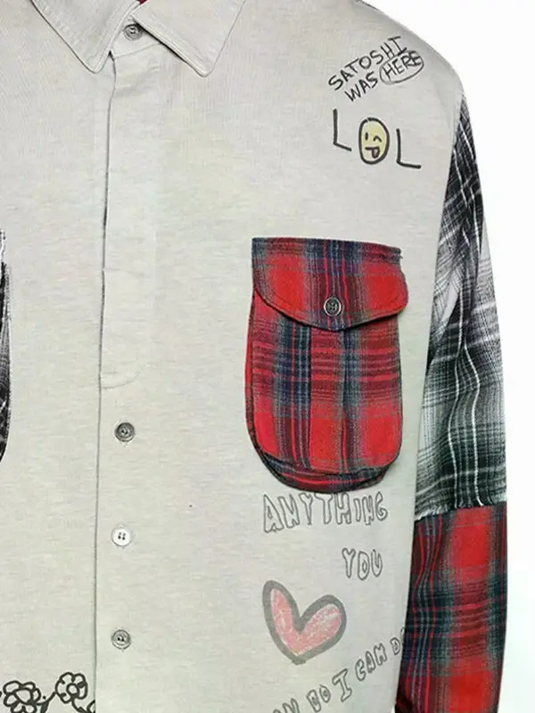 SATOSHI NAKAMOTO Flannel Patchwork Shirt