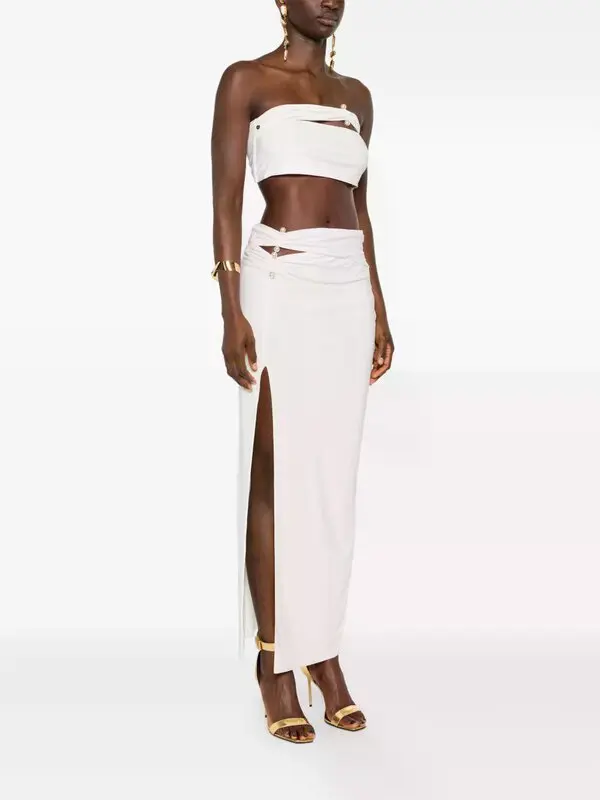 NISSA Pearl-embellished Bandeau Top And Skirt Set