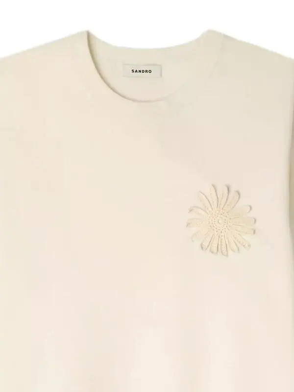 Sandro Flower Patch Long Sleeve Sweater