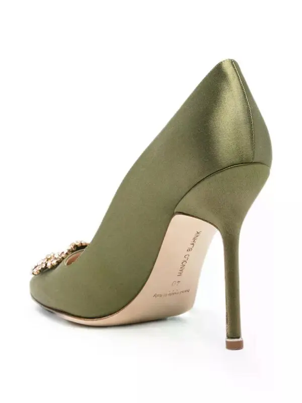 Manolo Blahnik Hangisi Crystal-buckle Pumps - Green