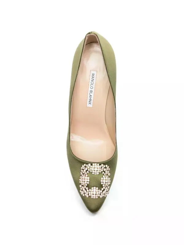 Manolo Blahnik Hangisi Crystal-buckle Pumps - Green