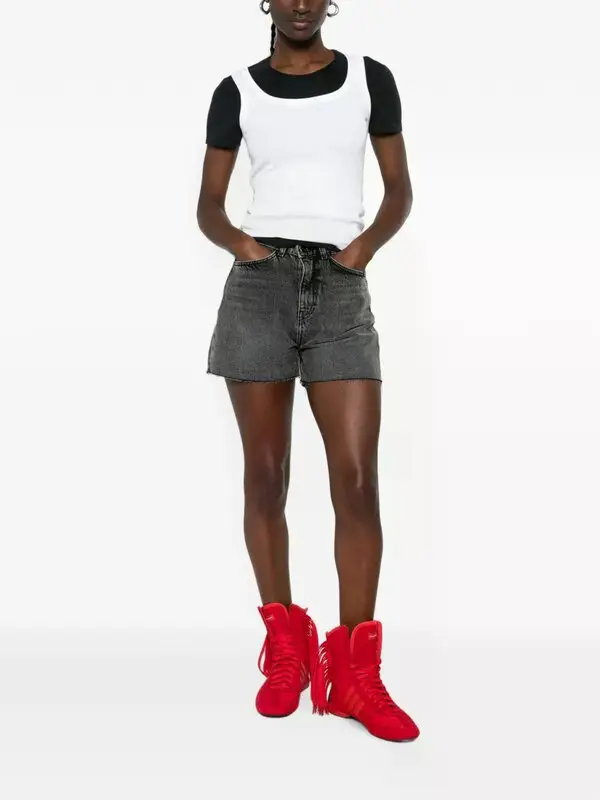 AMISH SUPPLIES Acid Wash Frayed Hem Shorts