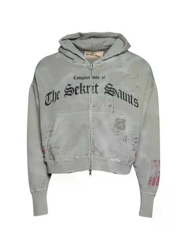 SEKRIT Distressed Zip-up Hoodie