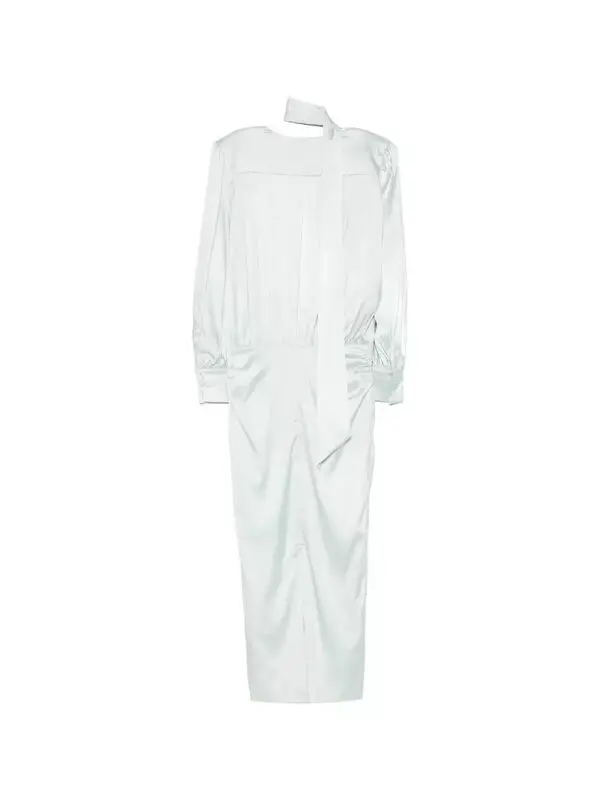 ROTATE BY BIRGER CHRISTENSEN Pleated Pussy-bow Midi Dress