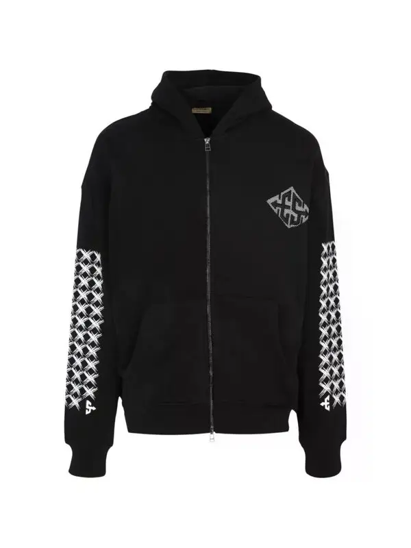 EXIT SOCIETY Logo Print Zipped Hoodie