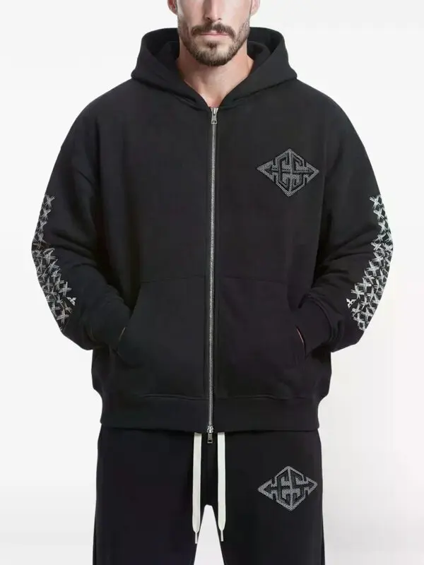 EXIT SOCIETY Logo Print Zipped Hoodie