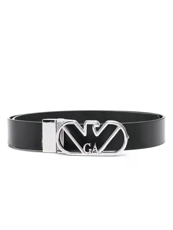 Emporio Armani Logo Buckle Leather Belt - Black