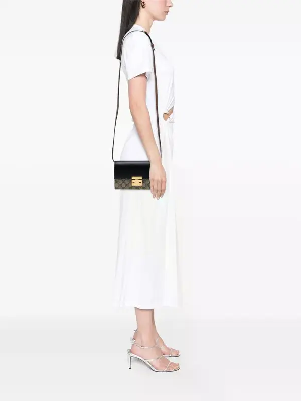 Gucci Gg Supreme Padlock Wallet On Strap Crossbody Bag - Neutrals