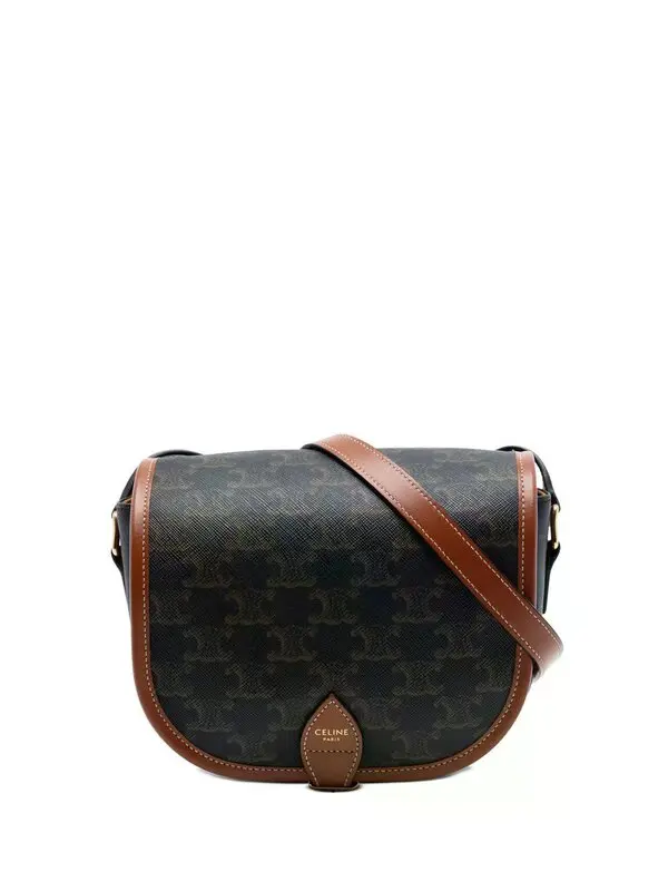 Celine Medium Triomphe Coated Canvas Folco Crossbody Bag
