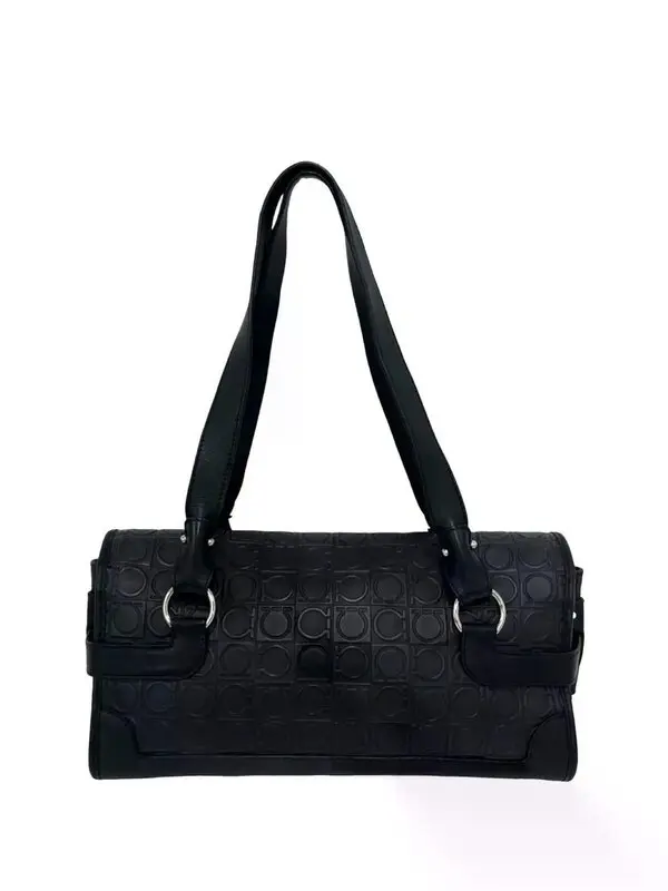 FERRAGAMO Gancini Embossed Leather Shoulder Bag