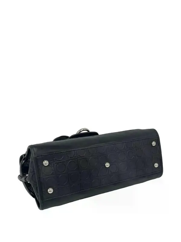 FERRAGAMO Gancini Embossed Leather Shoulder Bag