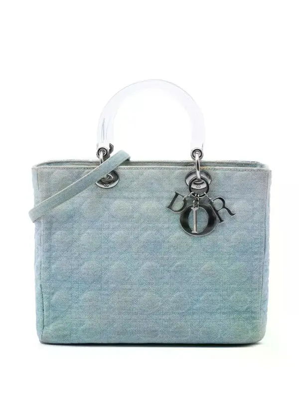 Dior Large Denim Lady Satchel - Blue