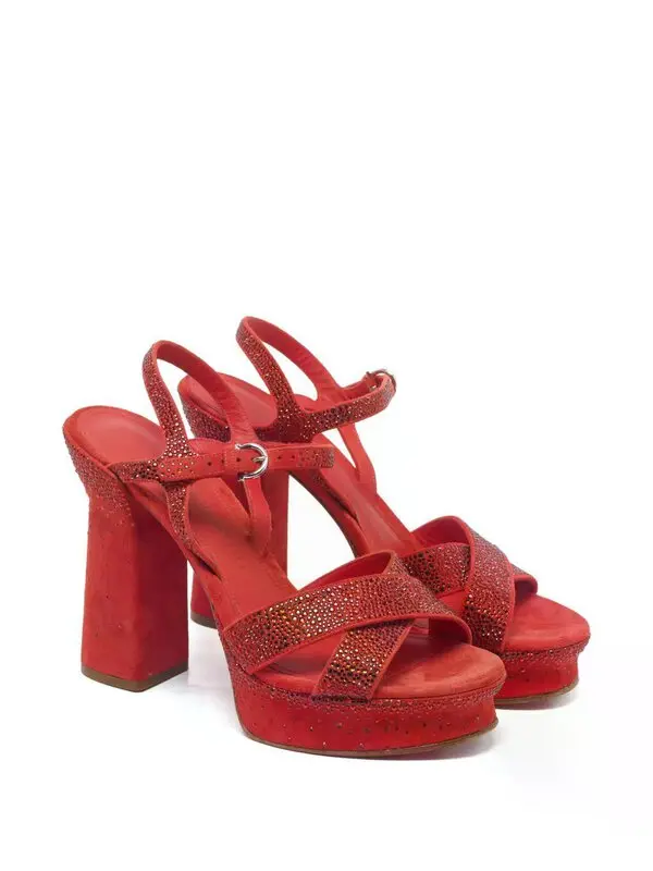 FERRAGAMO Sonya Crystal Embellished Heeled Sandals - Red