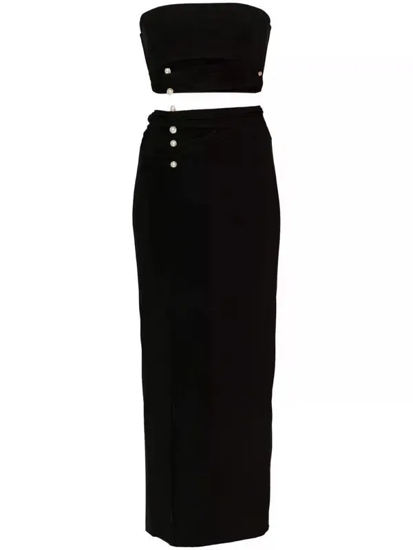 NISSA Faux Pearl-embellished Skirt Set - Black