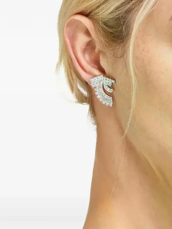 FERRAGAMO Deconstructed Gancio Stud Earrings With Crystal Embellishment