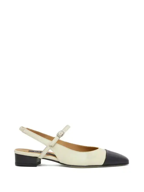 CAREL Cream Leather Cap Toe Slingback Flats