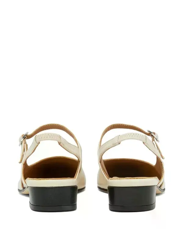 CAREL Cream Leather Cap Toe Slingback Flats
