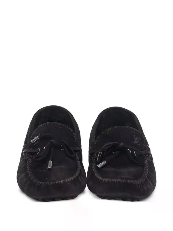 LOUIS VUITTON Suede Loafers With Bow Detailing