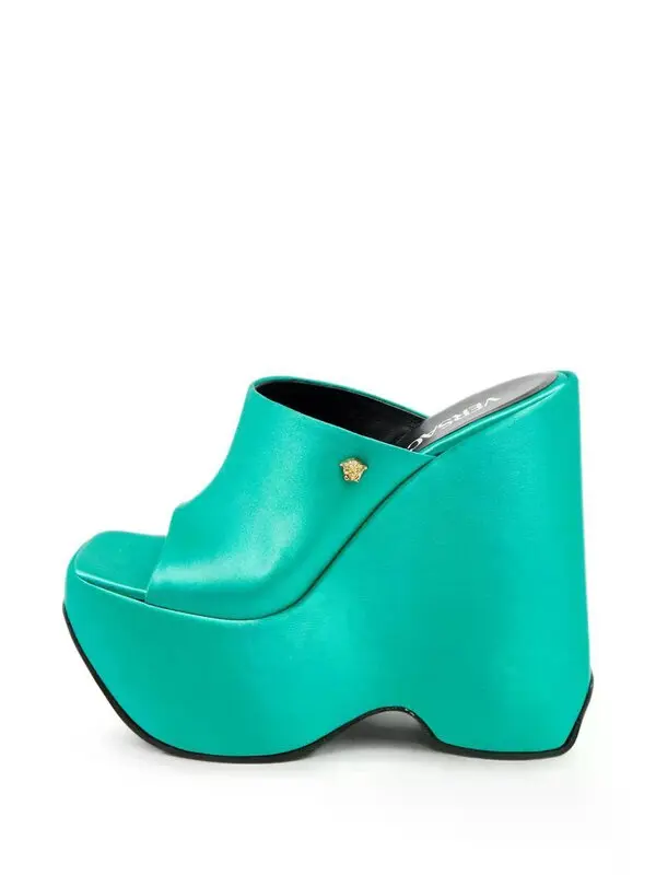 Versace Satin Platform Wedge Sandals