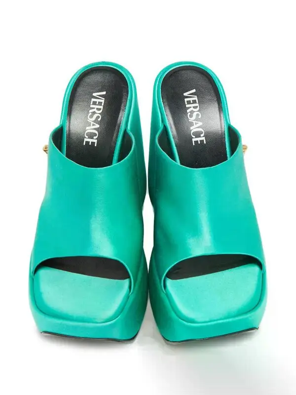 Versace Satin Platform Wedge Sandals
