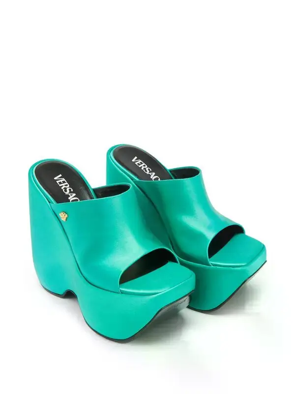 Versace Satin Platform Wedge Sandals