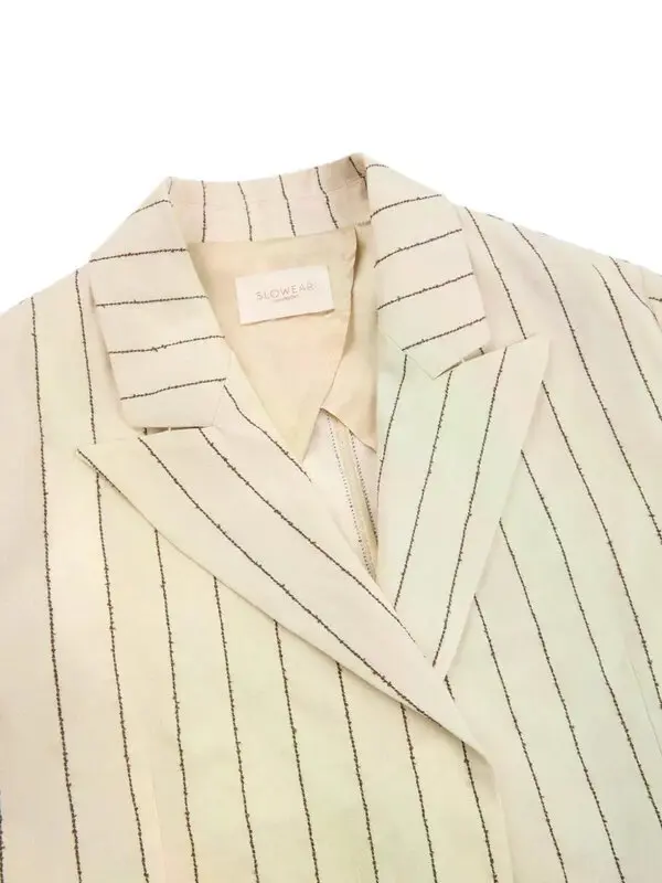 SLOWEAR Pinstripe Notched Lapel Blazer - Neutrals