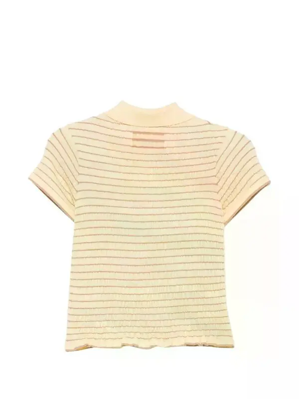 Guest In Residence Smocked Striped Polo Shirt - Neutrals