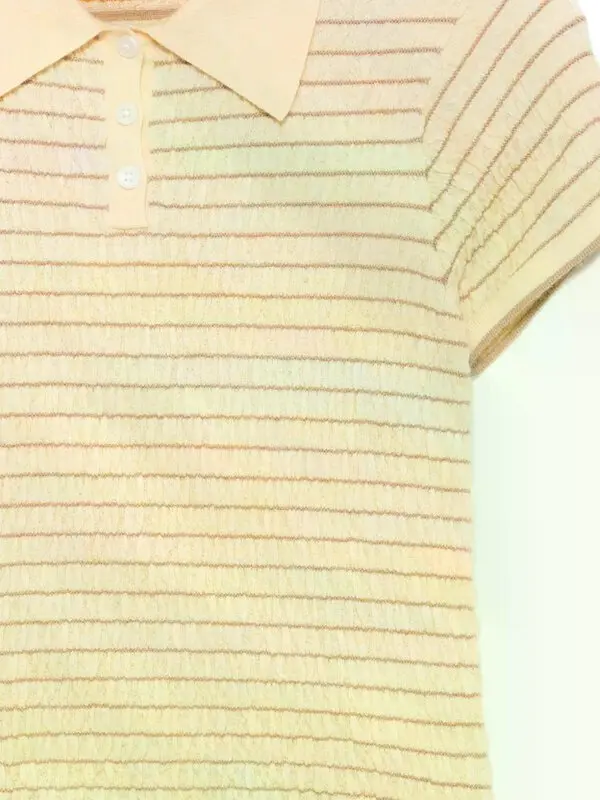 Guest In Residence Smocked Striped Polo Shirt - Neutrals