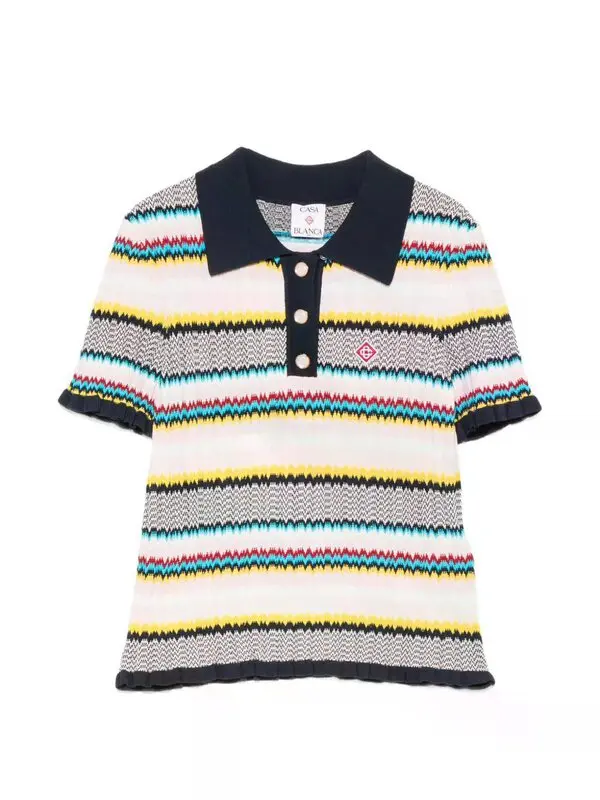 Casablanca Chevron Knit Polo Top
