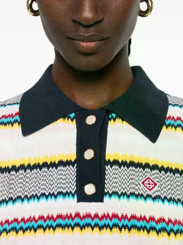 Casablanca Chevron Knit Polo Top