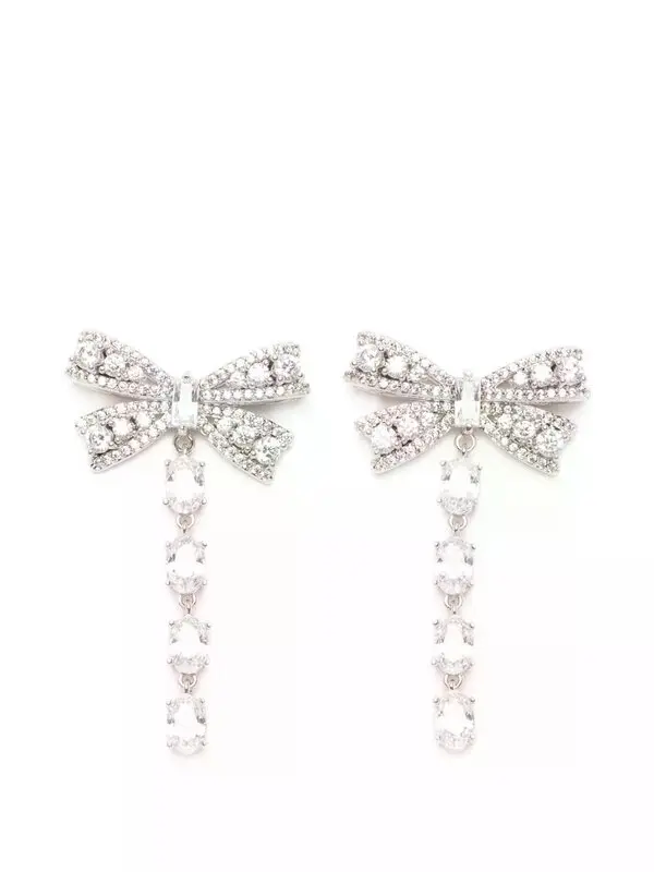 SELF-PORTRAIT Crystal-bow Drop Earrings - Silver